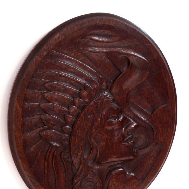 #Art Nouveau Native American Oak Plaques - witchantiques.com