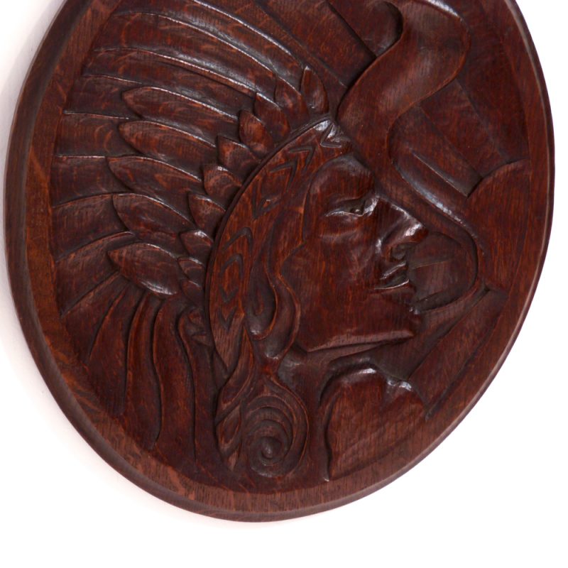 #Art Nouveau Native American Oak Plaques - witchantiques.com