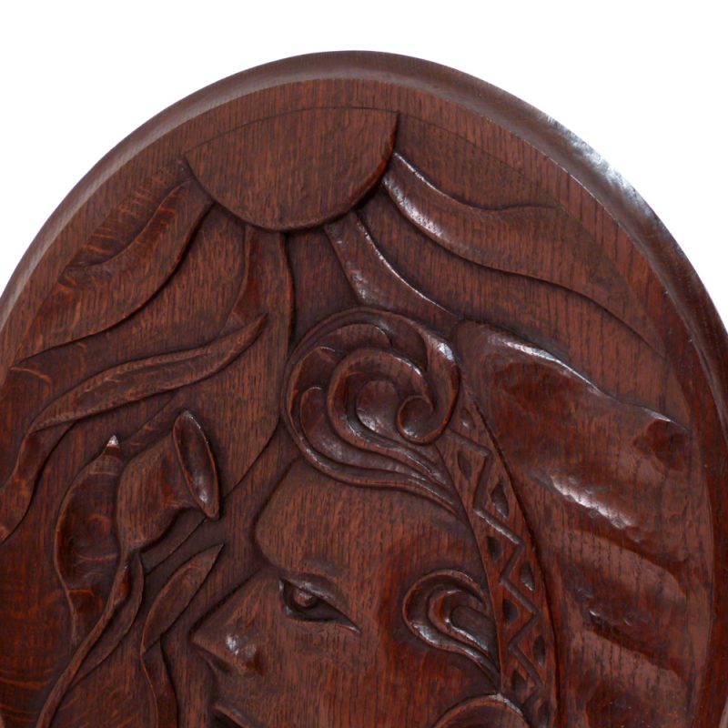 #Art Nouveau Native American Oak Plaques - witchantiques.com