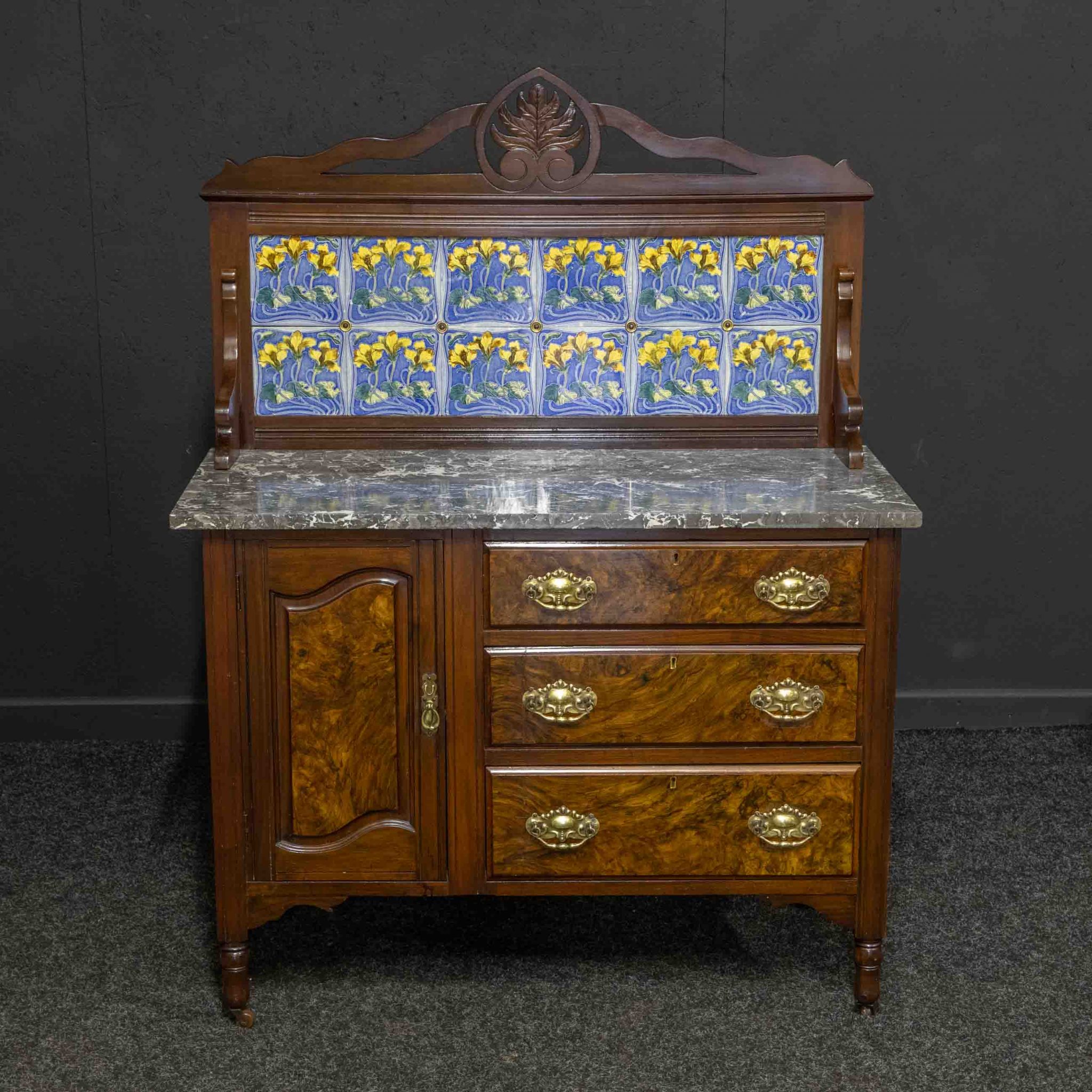 Late Victorian Walnut Washstand - witchantiques.com