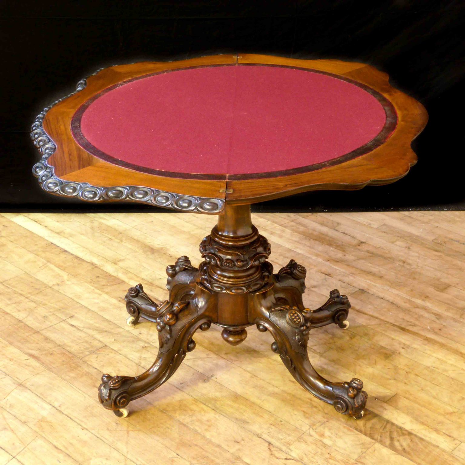 #Fine Victorian Walnut Card Table - witchantiques.com