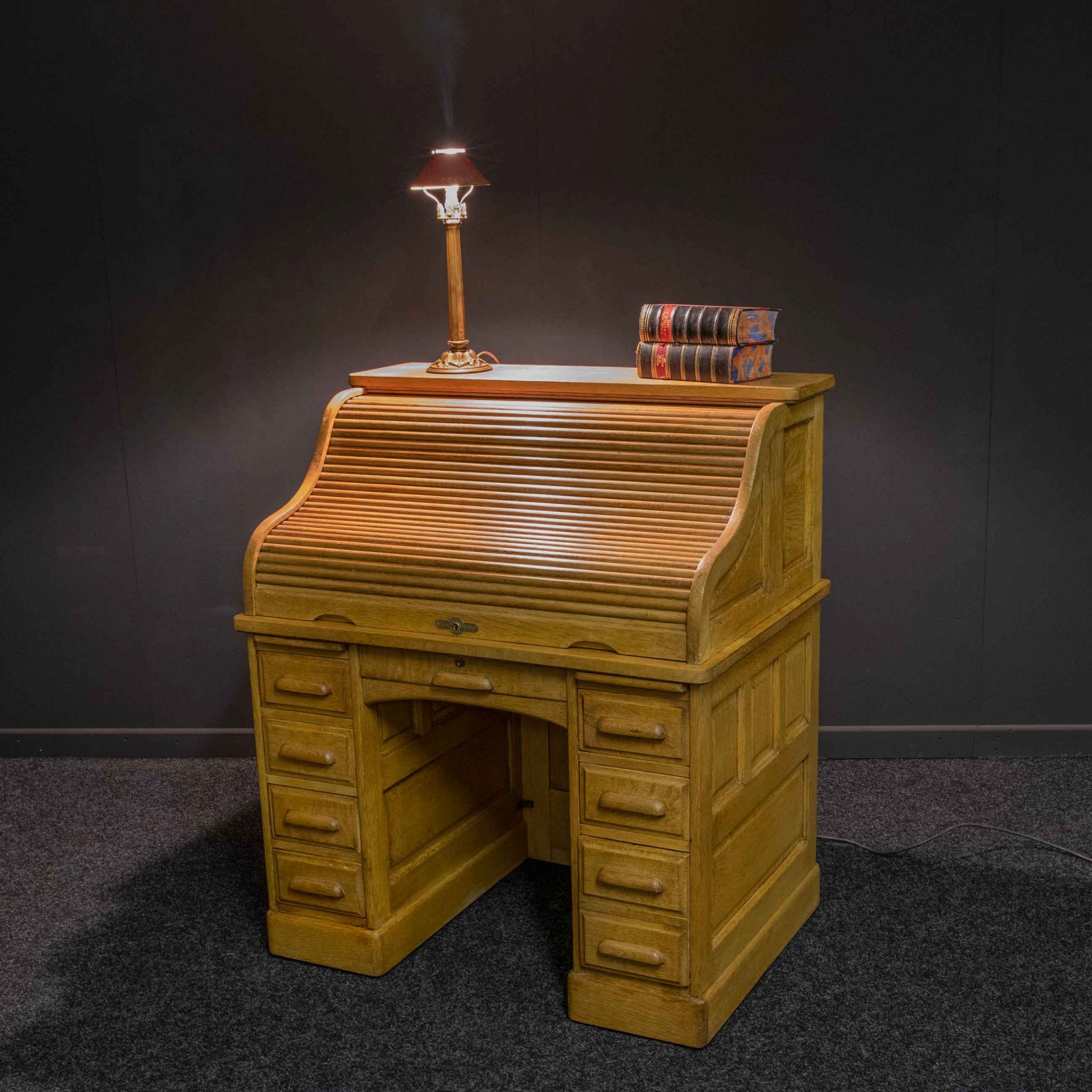 Small Oak Roll Top Desk - witchantiques.com