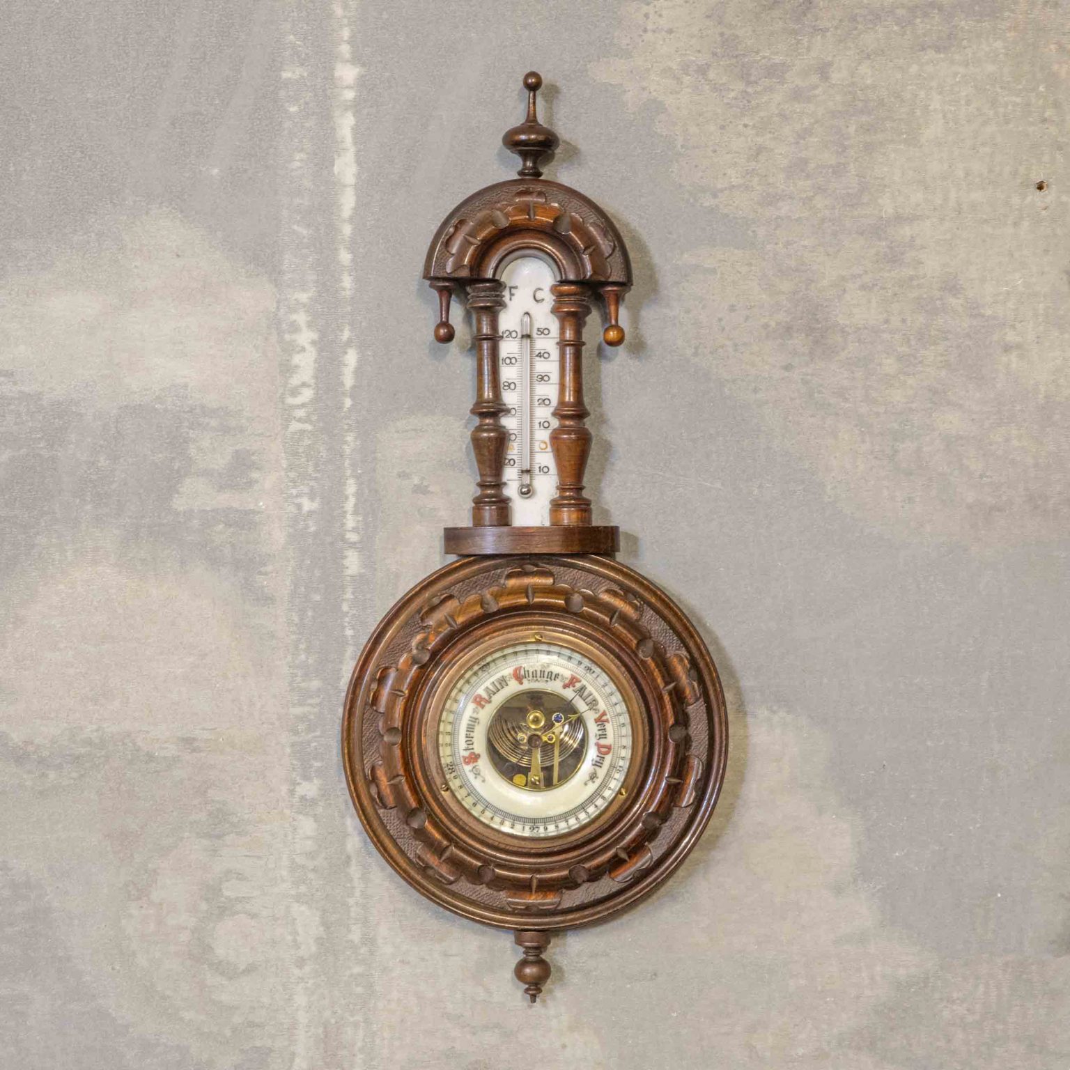 Edwardian Walnut Cased Aneroid Barometer - Accessories - witchantiques.com
