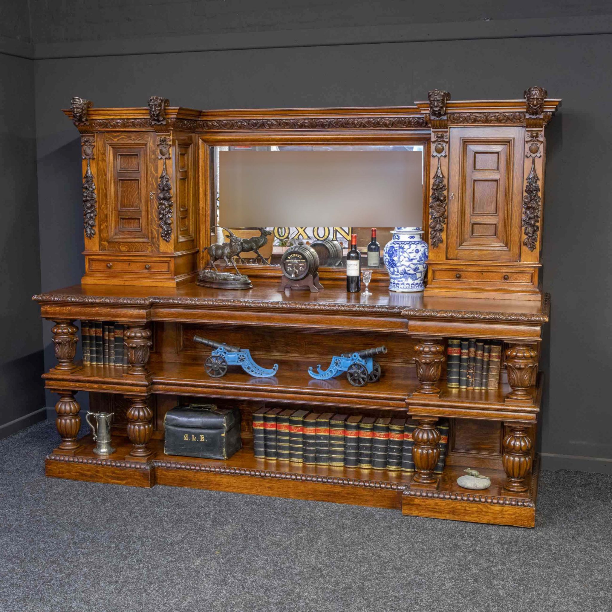 Large Victorian Oak Bar Buffet - witchantiques.com - Counters