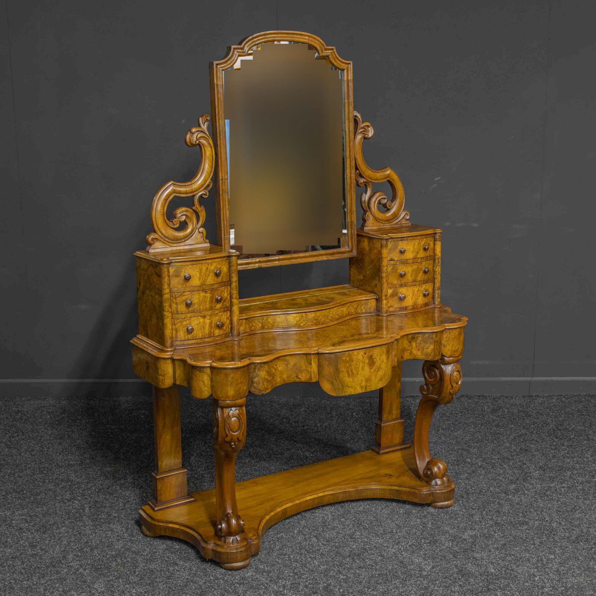 Mid Victorian Burr Walnut Dressing Table - Dressing Tables ...